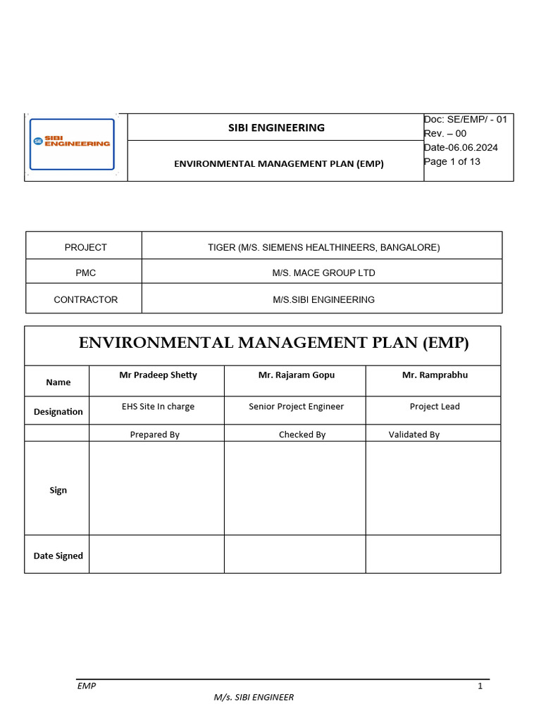 Environmental Management Plan for Tiger Project | PDF | Waste | Waste ...