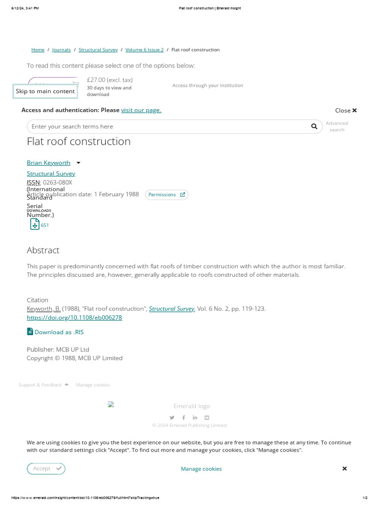 Flat roof construction _ Emerald Insight | Download Free PDF | Http Cookie