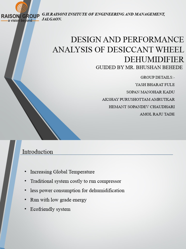 Design And Performance Analysis Of Desiccant Wheel Dehumidifier1 Pdf