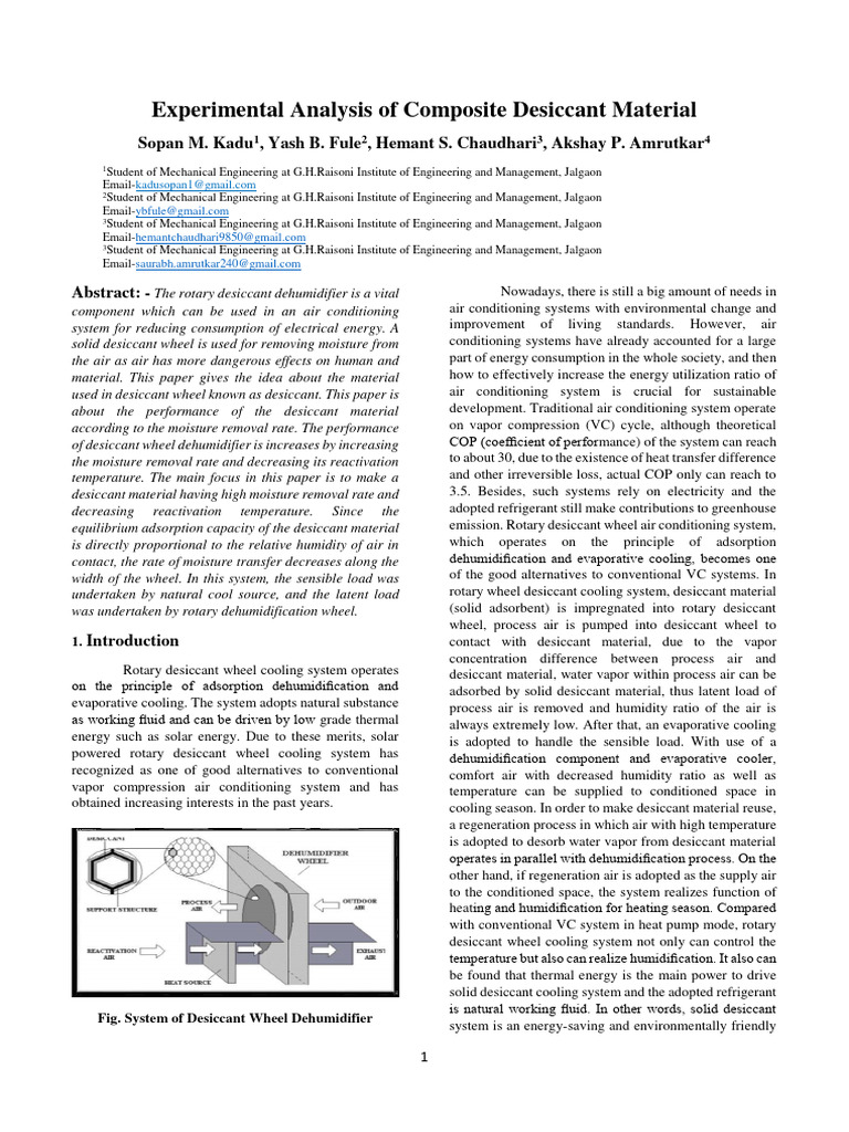 Composite Desiccant Material Analysis | PDF | Humidity | Atmosphere Of ...