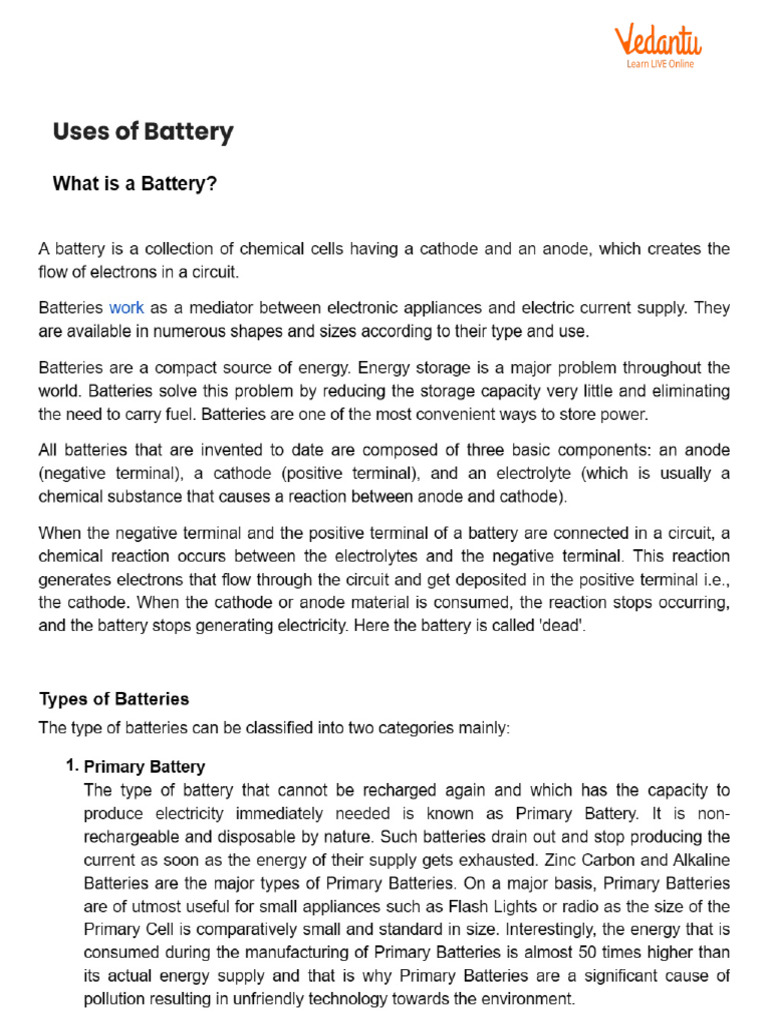 Uses of Battery | PDF