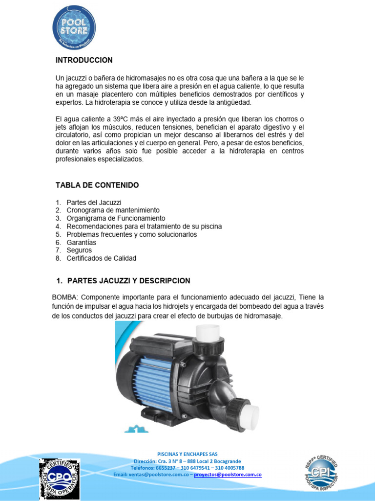 Manual Jacuzzi | PDF | Agua