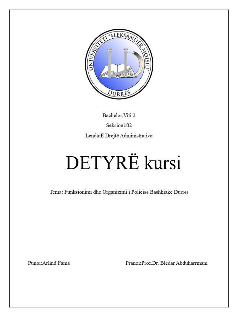 Detyre Kursi - ADMINISTRATIVE | PDF