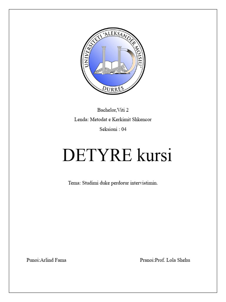 Detyre Kursi - Metodat e Kerkimit Shkencor | PDF