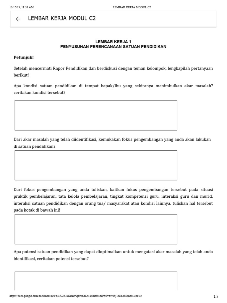 Lembar Kerja Modul C2 | PDF
