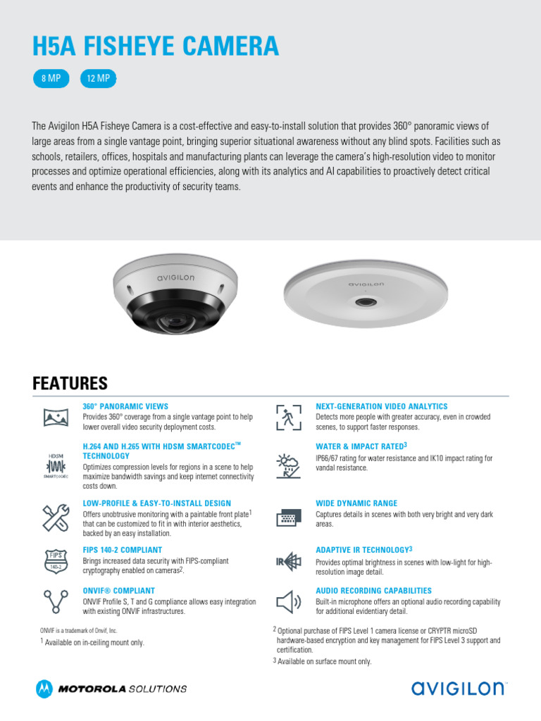 Avigilon H5a Fisheye Camera | PDF | Frame Rate | Video