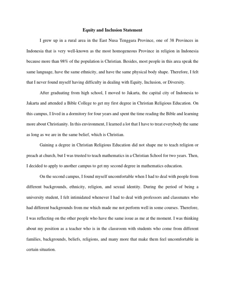 Equity and Inclusion Statement | PDF | Multiculturalism | Teachers