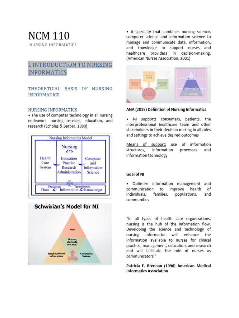 NCM 110 Reviewer | PDF | Health Informatics | Electronic Health Record