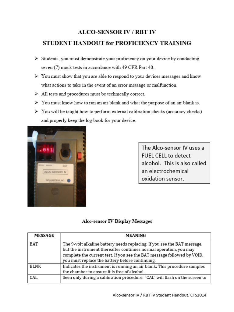 RBT IV Student Handout May2014 Cts 1 | PDF | Calibration | Electrical ...
