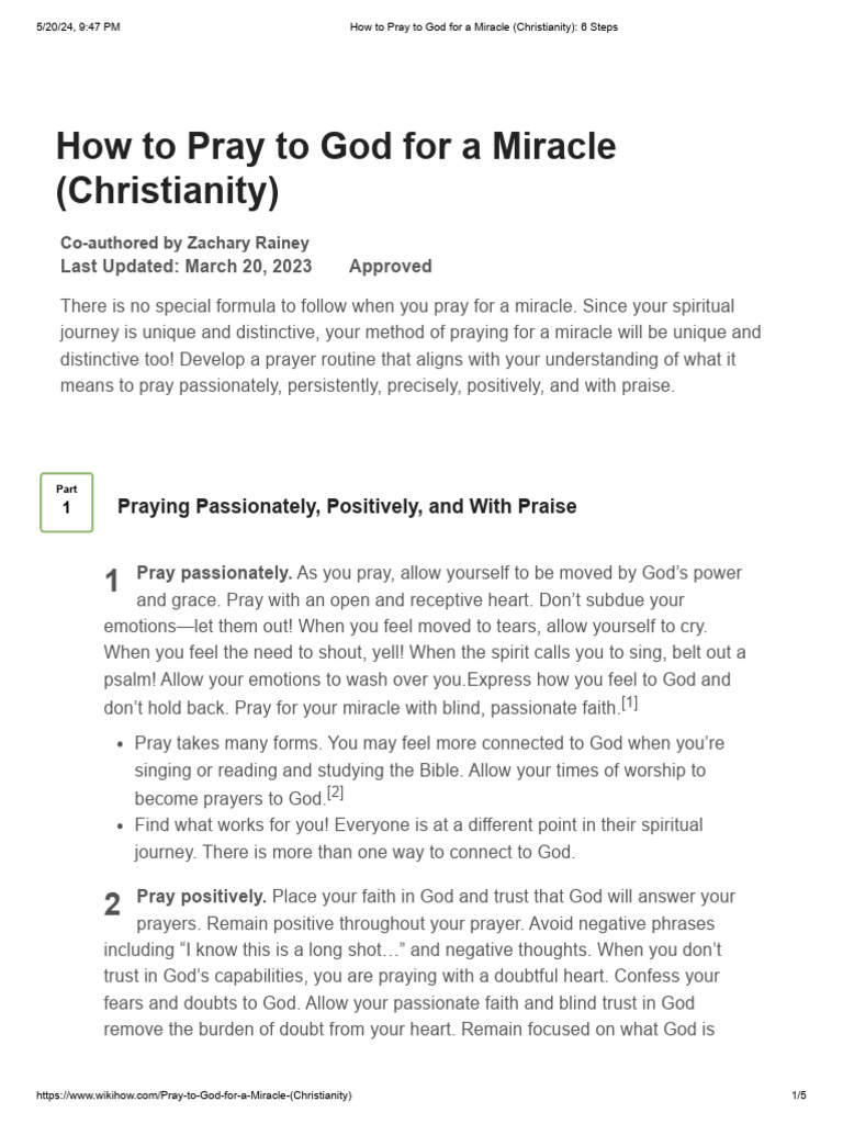 How To Pray To God For A Miracle (Christianity) - 6 Steps | PDF ...