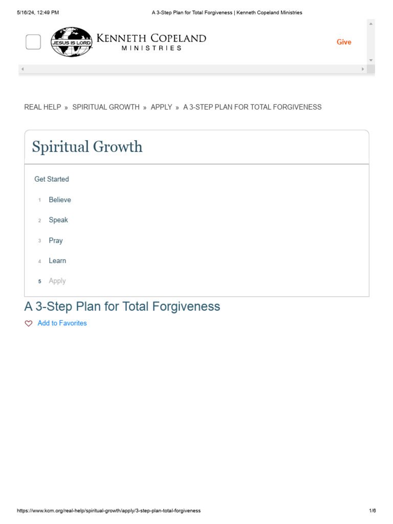 A 3-Step Plan For Total Forgiveness - Kenneth Copeland Ministries | PDF ...