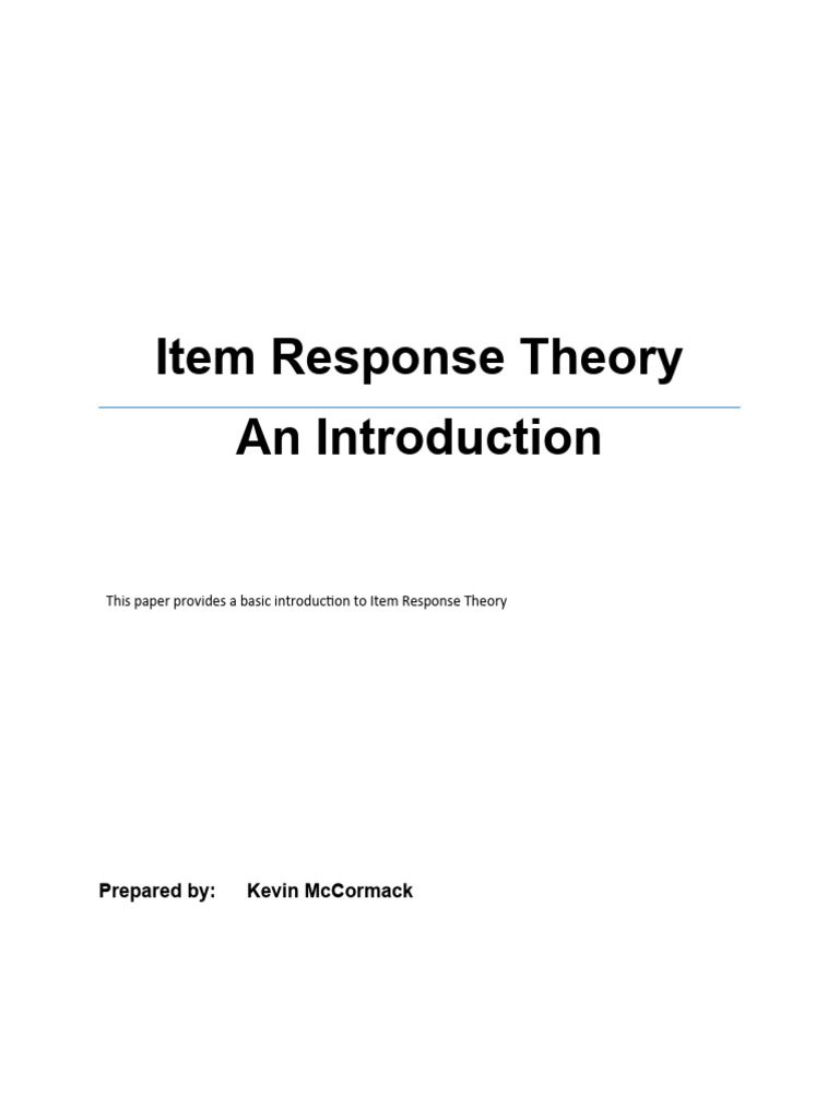 Item Response Theory - An Introduction | PDF | Logistic Function | Applied Mathematics