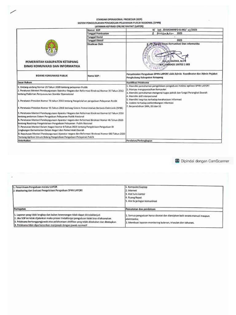 SOP Penyelesaian Admin Koordinator DN PJBT Penghubung | PDF