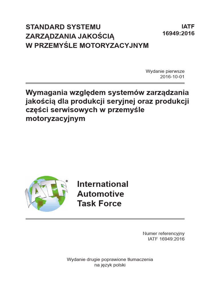 IATF 16949 Standard PL | PDF