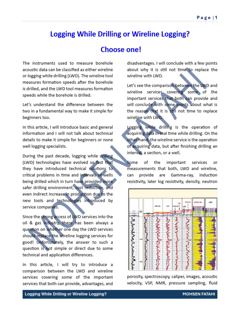 LWD vs. Wireline Logging Explained | PDF