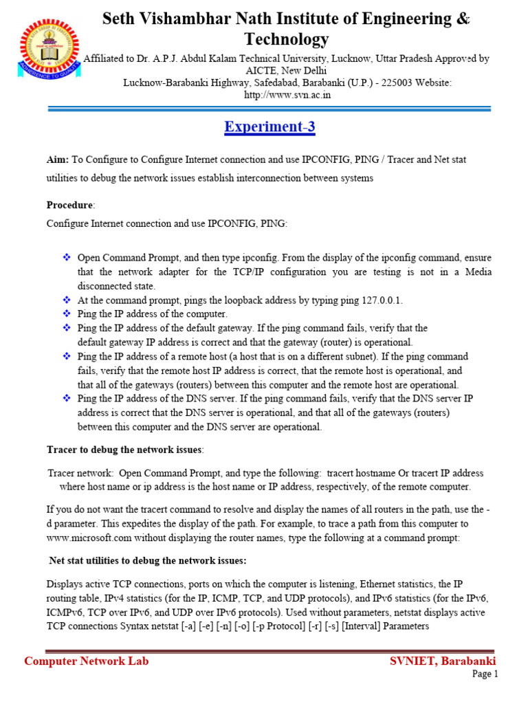 Exp 3 | PDF | Internet Protocols | Ip Address