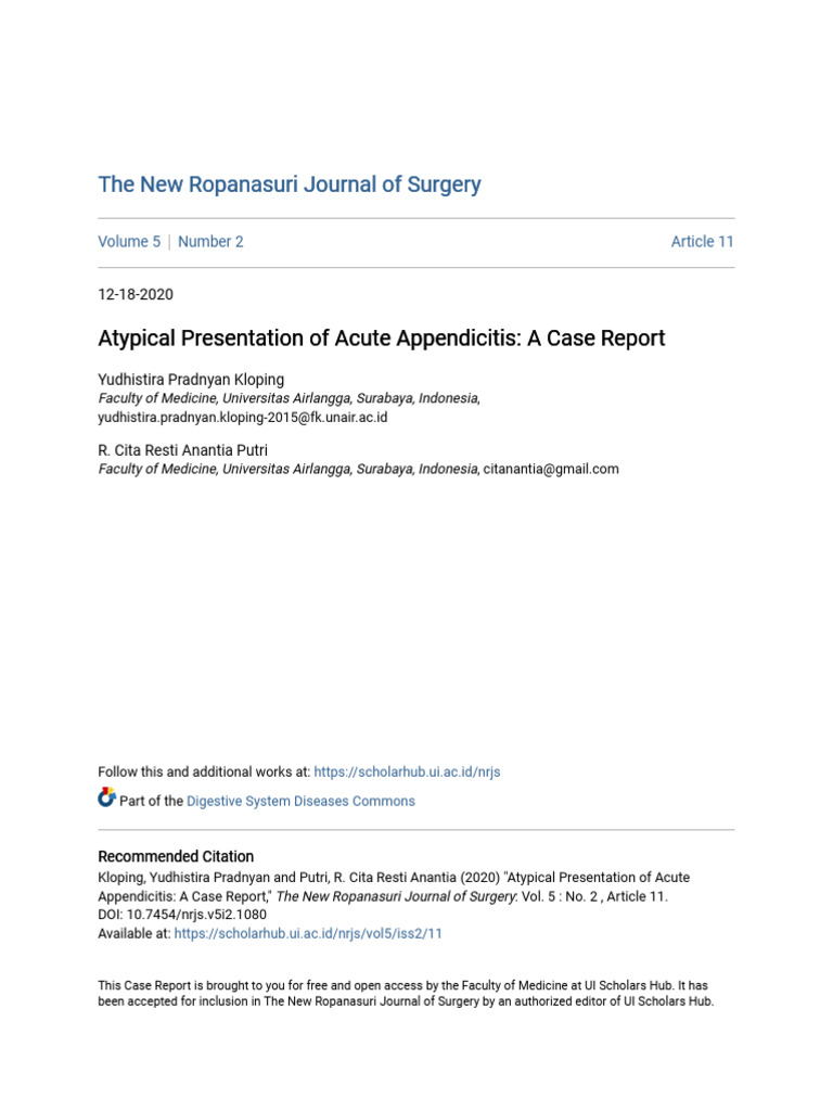 Atypical Presentation Acute Appendicitis | PDF | Medical Imaging ...