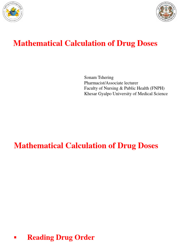 Calculation of Drug Doses | PDF | Litre | Dose (Biochemistry)