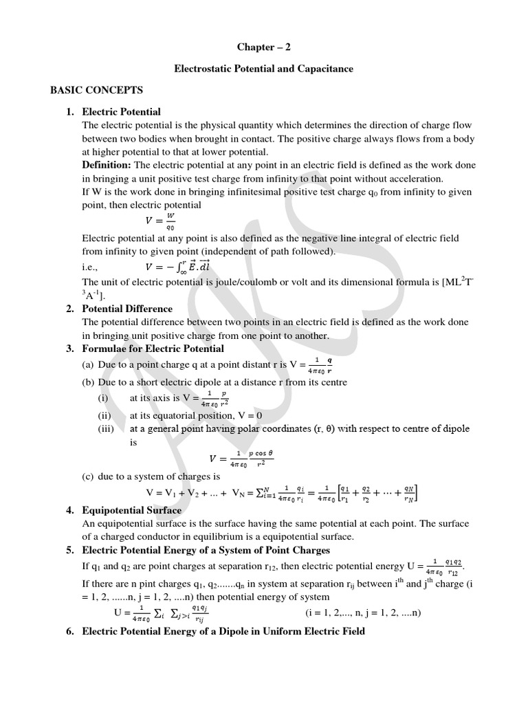 2 Electrostatic Potential and Capacitance Final (From All Books)-1 | PDF | Dielectric | Capacitance
