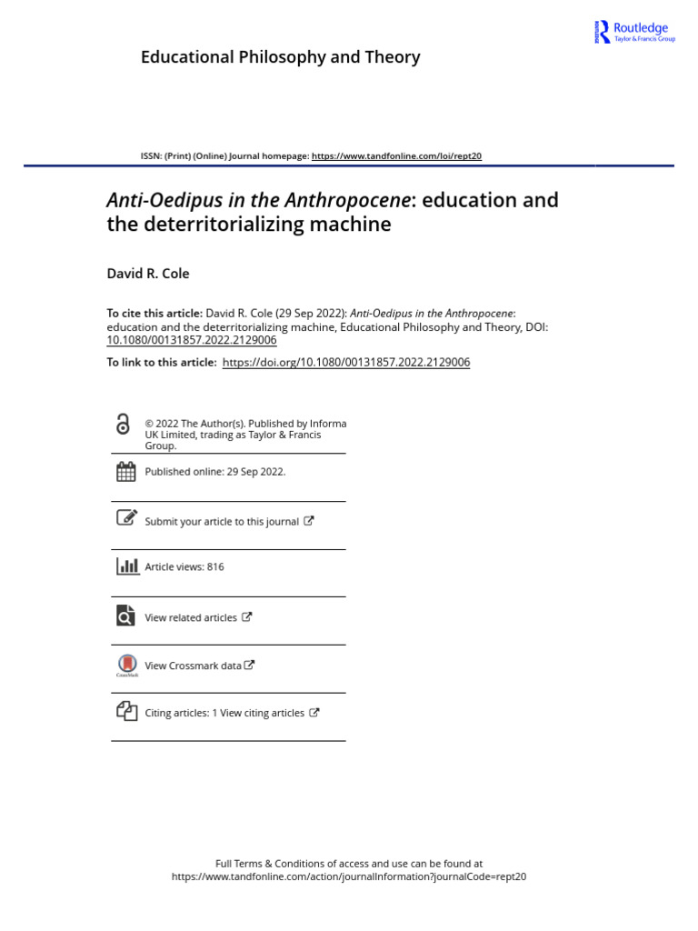 Cole2022 Anti-Oedipus | PDF | Gilles Deleuze