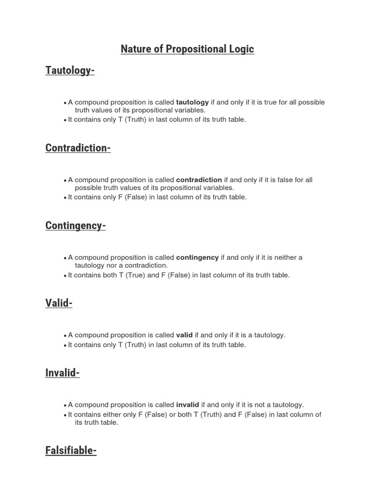 Nature of Propositional Logic | PDF | Contradiction | Mathematical Logic