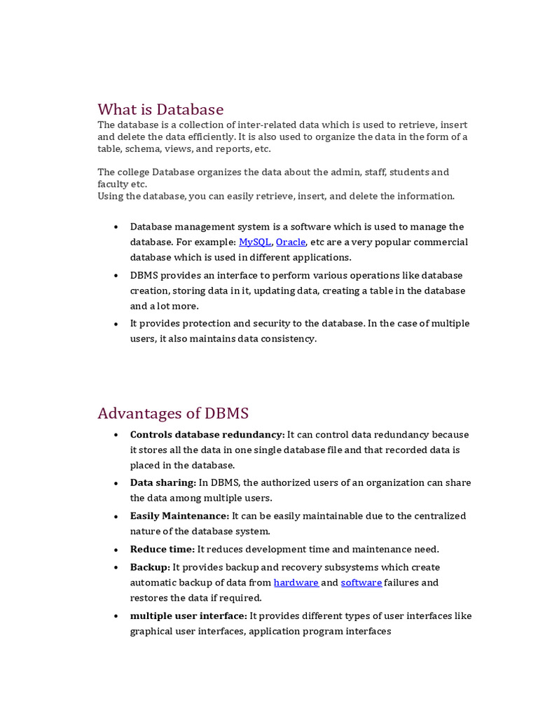 Unit 1part1 | PDF | Databases | Client–Server Model