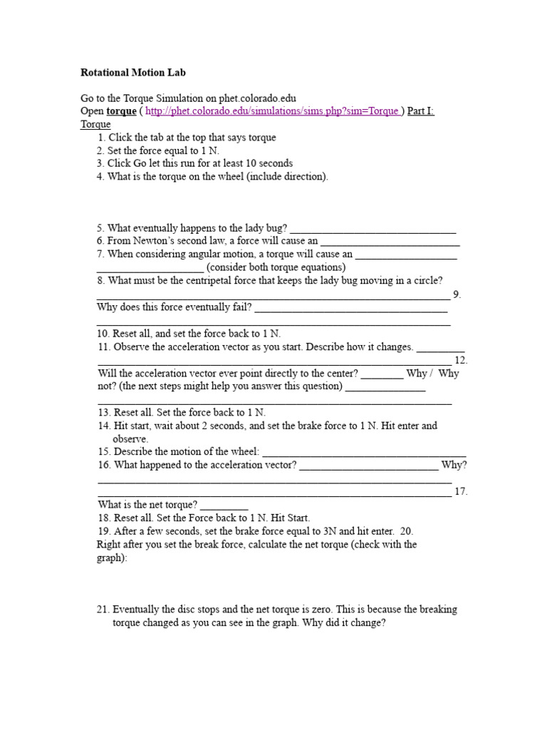 Rotational Motion Lab | Download Free PDF | Force | Angular Momentum