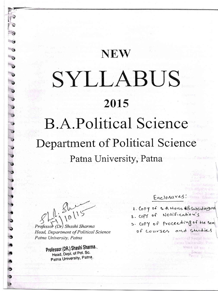 Syllabus of BA Poltical Science | PDF | Social Contract | Political Science