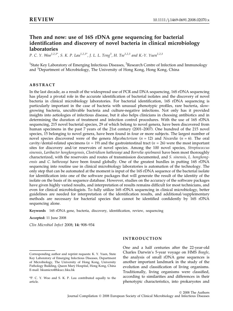 Woo - Then and Now Use of 16S rDNA Gene Sequencing | PDF | Bacteria ...