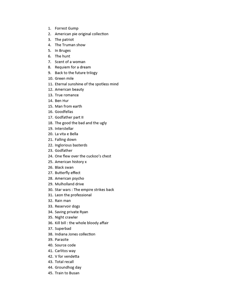Top 200 Iconic Movies List | PDF
