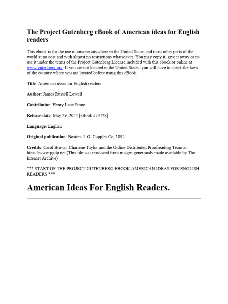 American Ideas for English Readers | PDF | Thomas Carlyle | Project ...