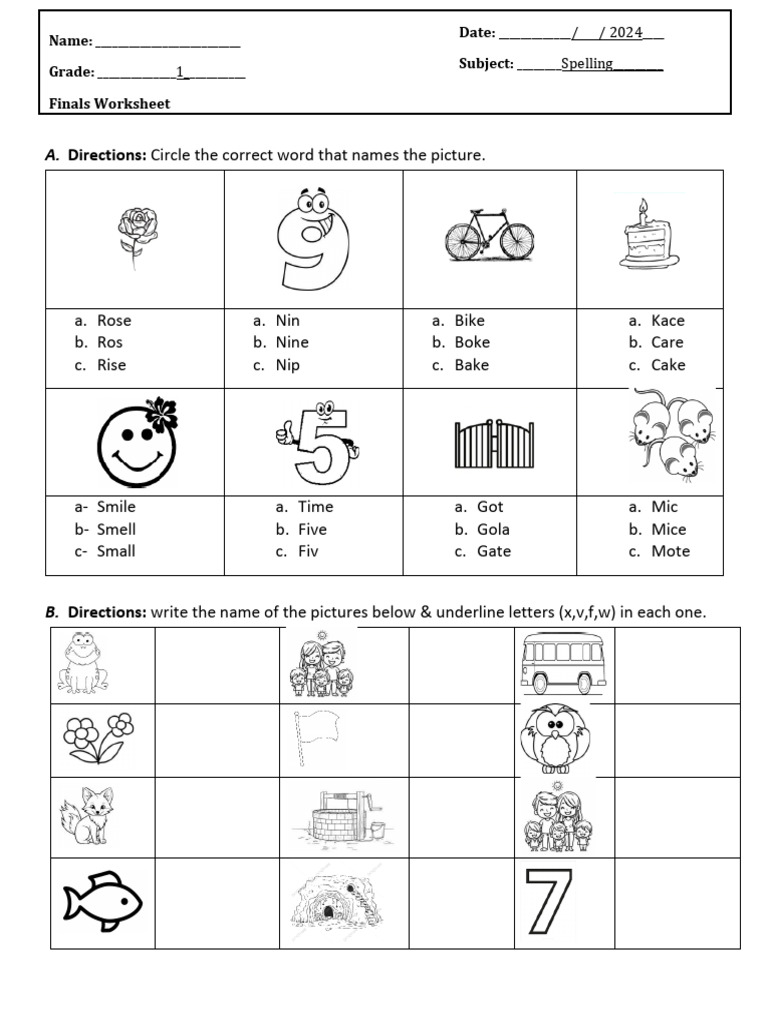 First Grade Spelling Worksheet | PDF