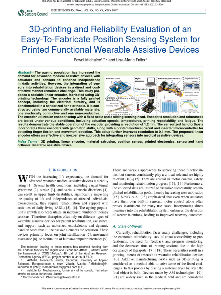 3-D-Printing and Reliability Evaluation of An Easy-To-Fabricate Position Sensing System For ...