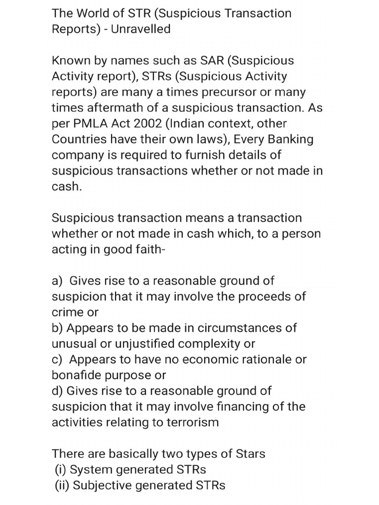 STR, Aml - Kyc | PDF