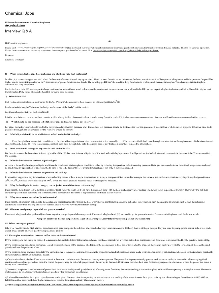 Heat Transfer Operations MCQ2 | PDF | Thermal Insulation | Pump