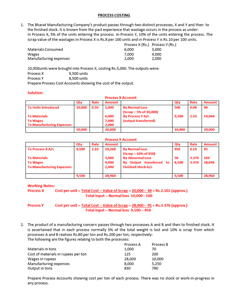 PC Sums Solved | PDF | Cost | Scrap