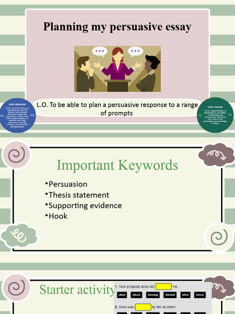 Persuasive Essay Planning Guide | PDF