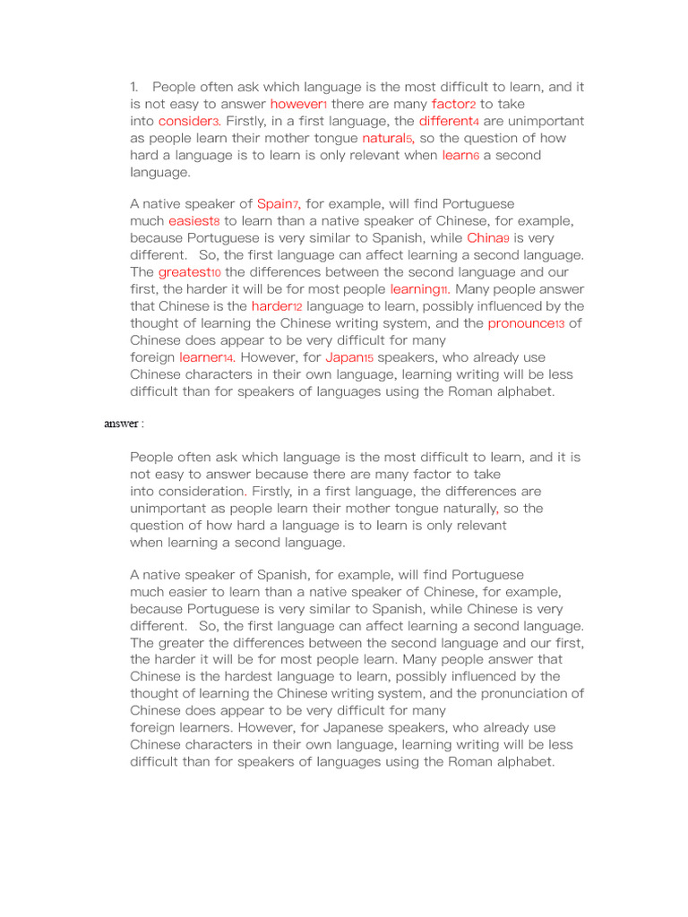 Structure 3 Tugas 3 | PDF | Second Language | First Language