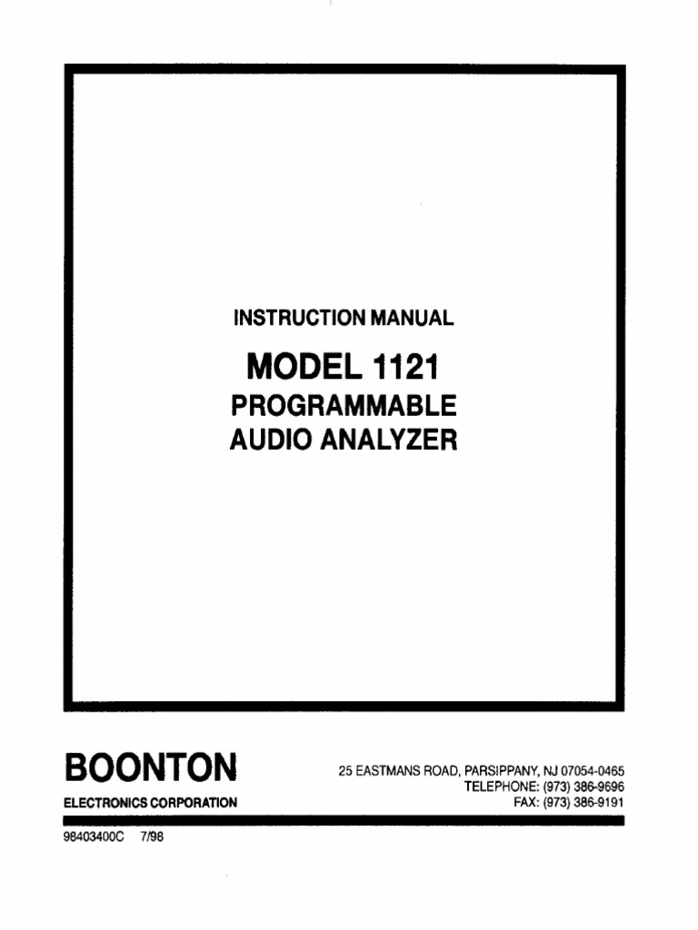 1121 Instruction Manual | PDF