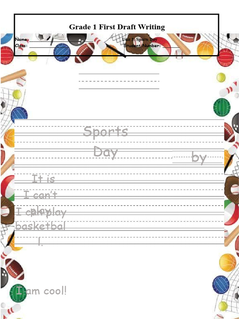 Grade 1 Sports Day Writing Draft | PDF