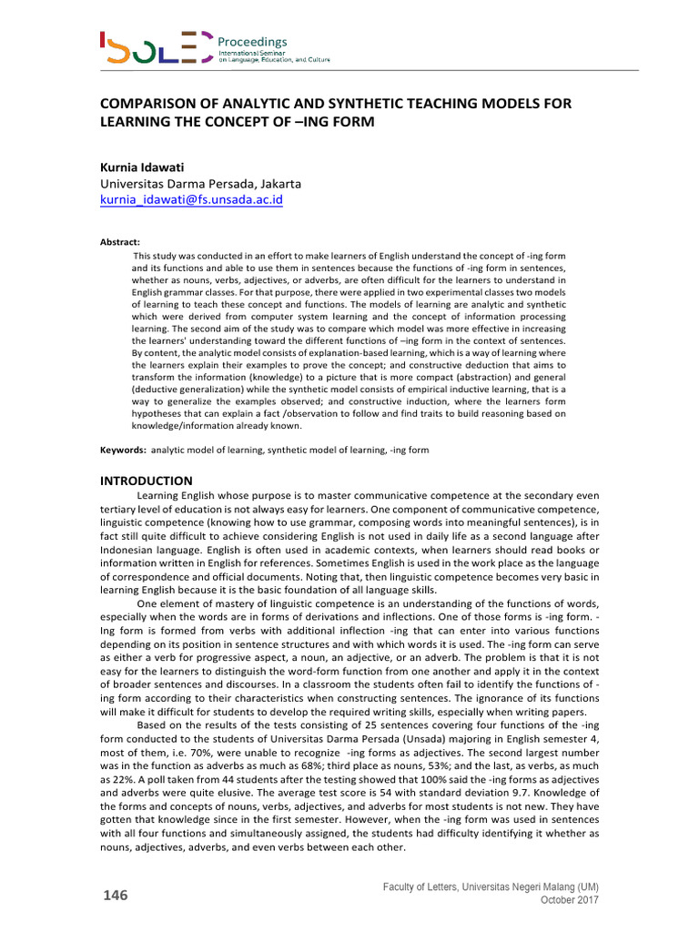 Analytic and Synthetic Method of Teaching | PDF | Verb | Adjective