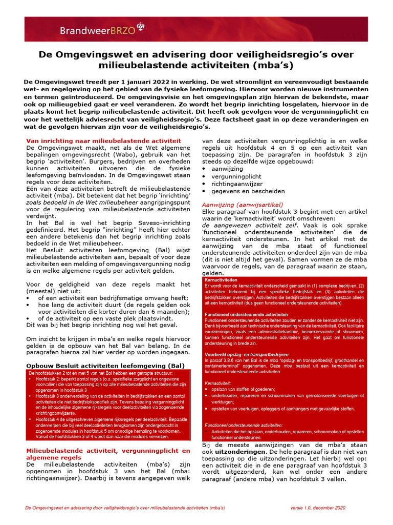 IV - Factsheet OW Mba en Advisering Definitief Versie 1.0 | PDF