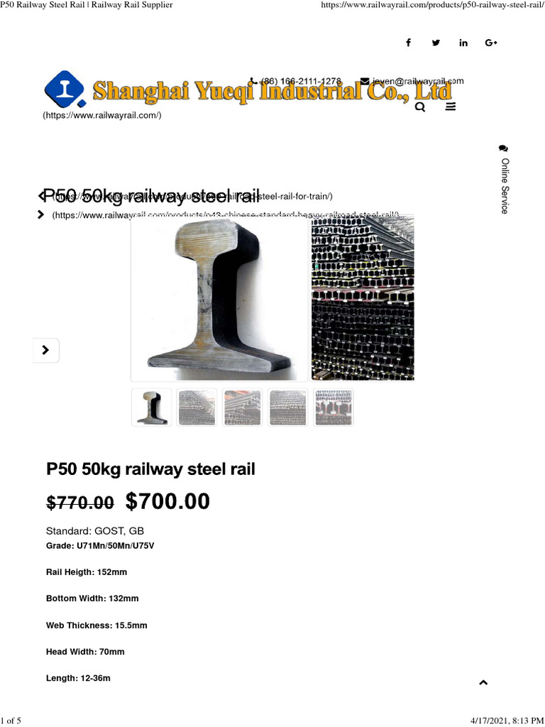 P50 Railway Steel Rail - Railway Rail Supplier | PDF | Rail Transport ...