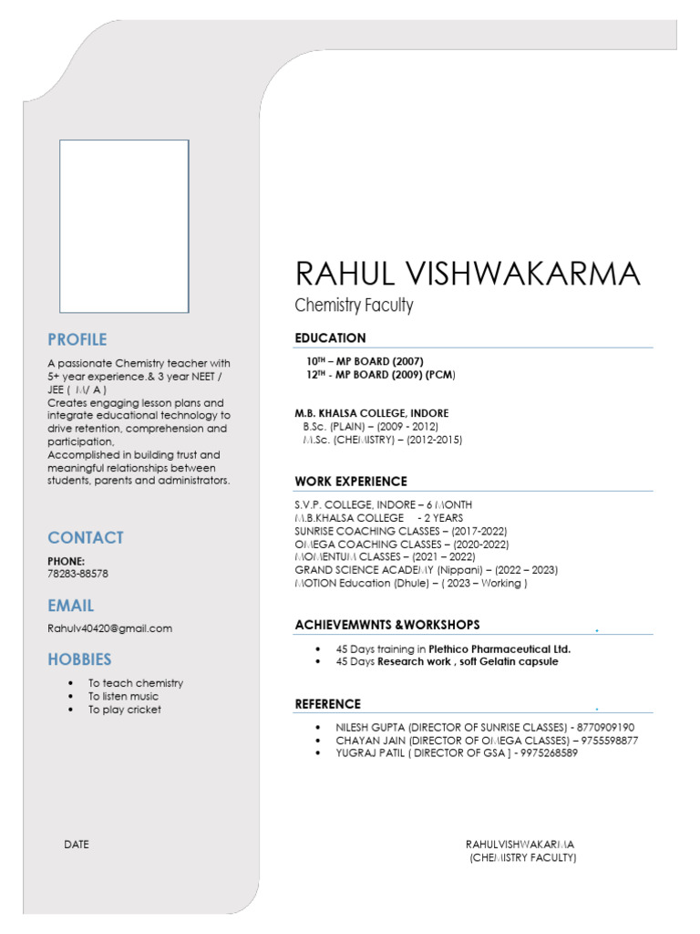 Resume Rahul Vishwakarma | PDF