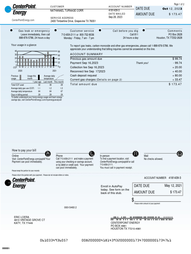 CenterPoint Energy Bill Payment Guide | PDF | Fee | Payments