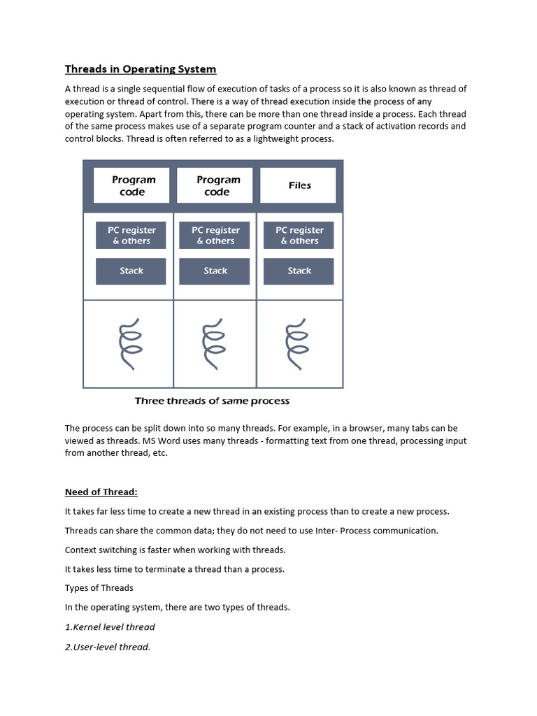 Threads in Operating System | Download Free PDF | Thread (Computing) | Kernel (Operating System)