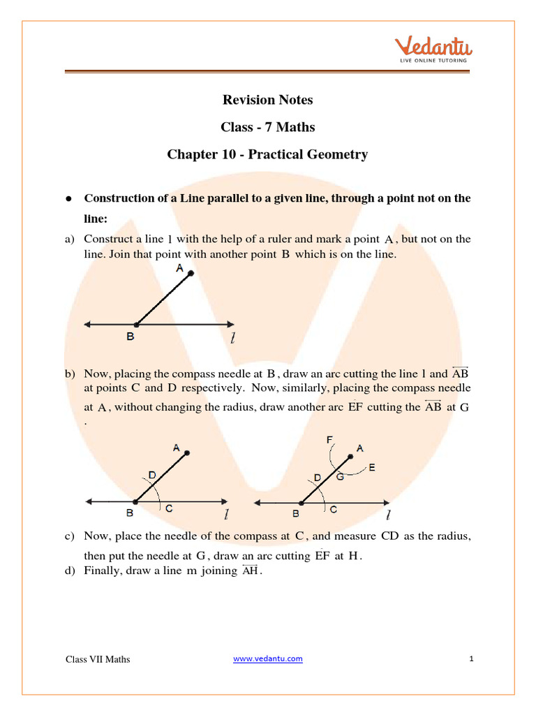 Practical Geometry Class 7 Notes CBSE Maths Chapter 10 (PDF) | Download ...