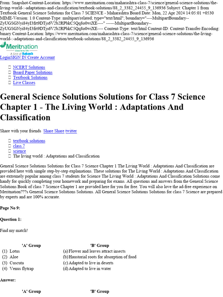 Chapter 1 From Textbook General Science Solutions For Class 7 Science