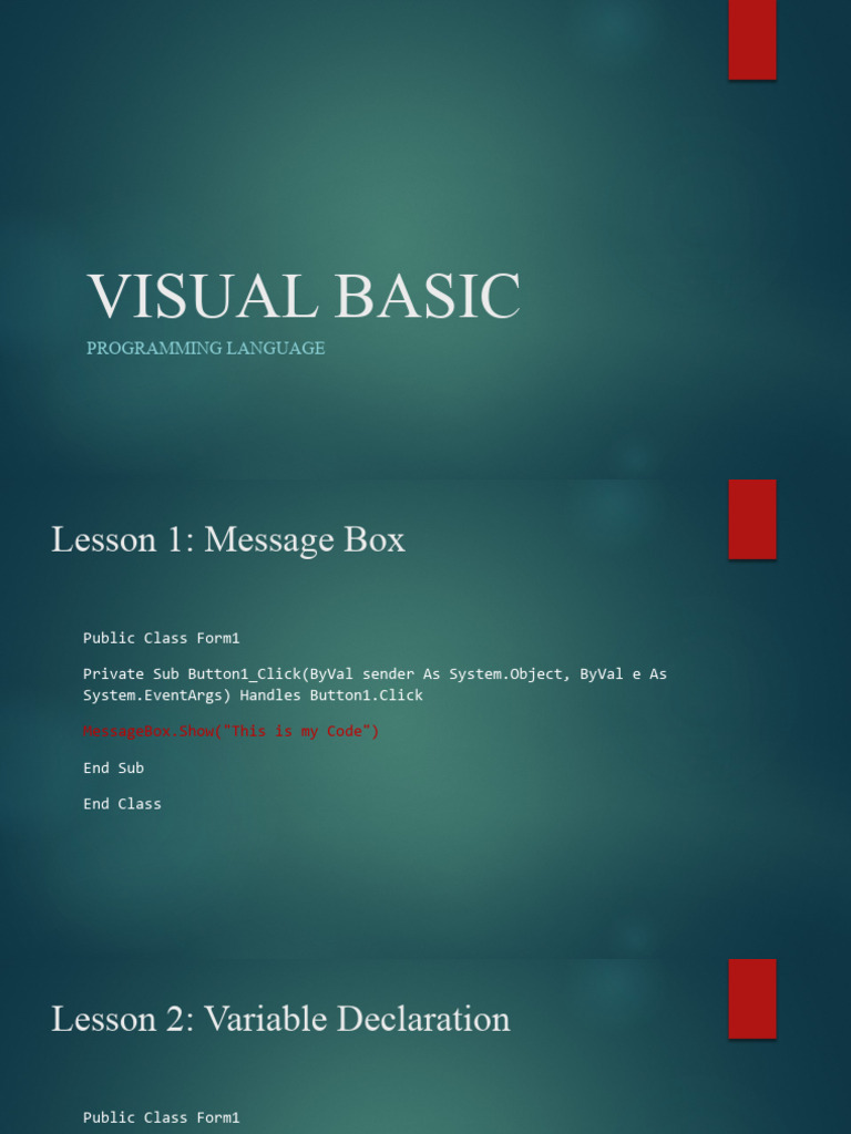 3nd Monthly Visual Basic | PDF | Software | Object Oriented Programming