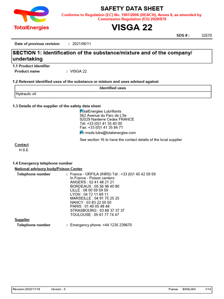 VISGA 22 Safety Data Sheet | PDF | Firefighter | Waste